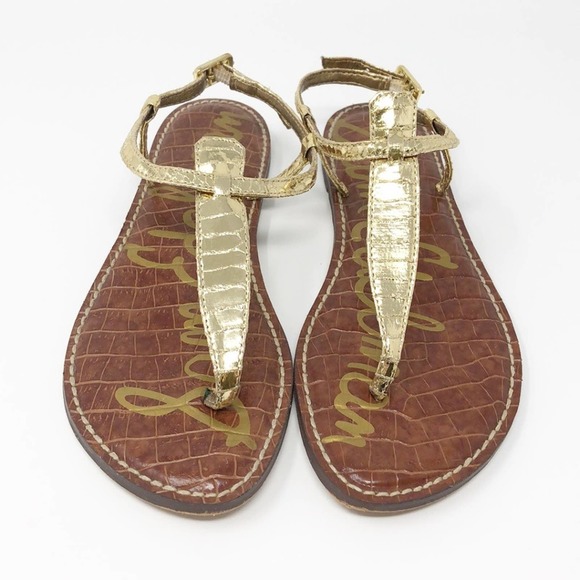 Sam Edelman | Shoes | Sam Edelman Metallic Gold Flat Sandals Size 6 ...